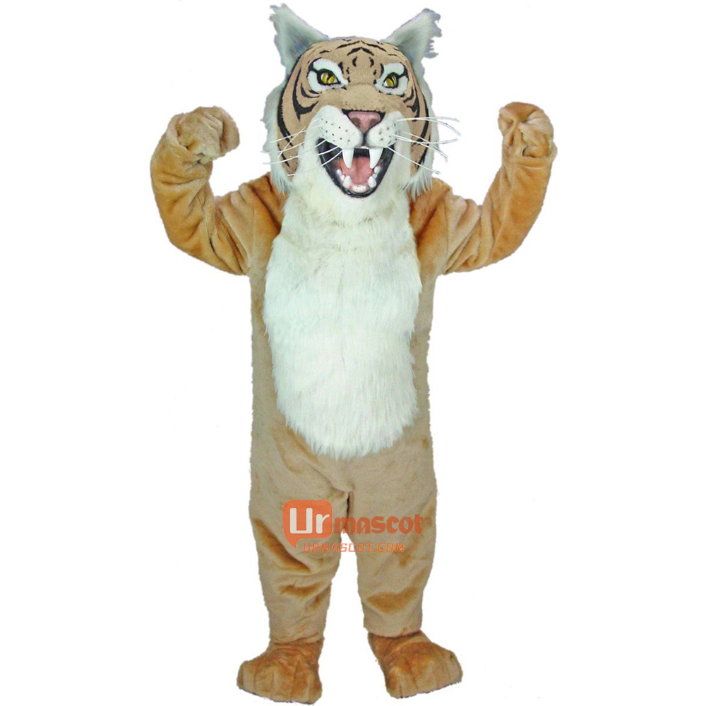 Tan Wildcat Cartoon Mascot Costume